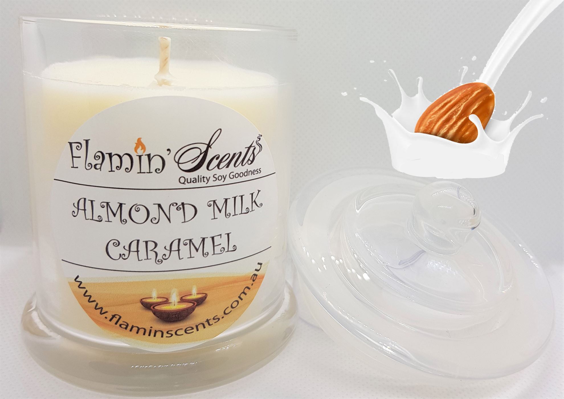 Flamin Scents. ALMOND MILK CARAMEL CANDLE